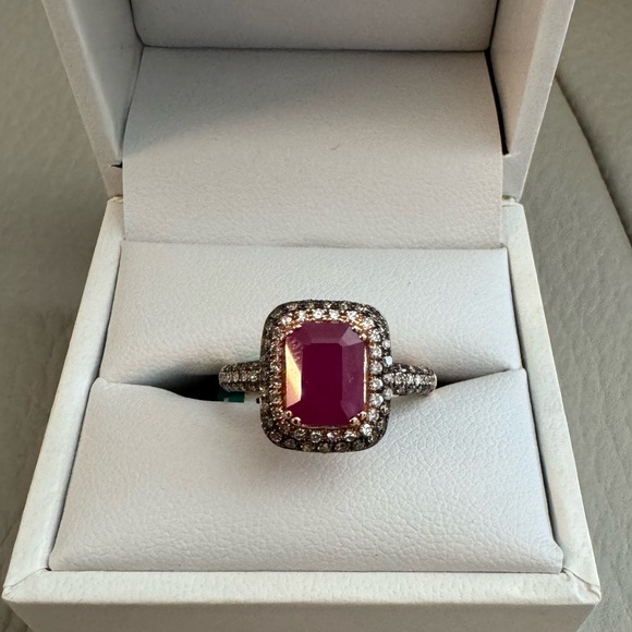 Effy | Jewelry | Effy 4k Rose Gold Diamondespresso Diamondnatural Ruby ...